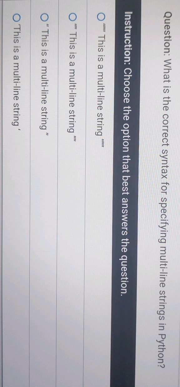 Question: What is the correct syntax for | StudyX