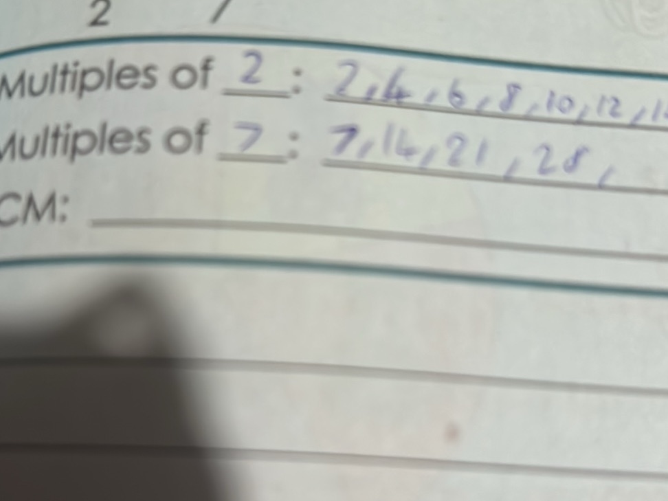 Multiples of 2: 2, 4, 6, 8, 10, 12, 14 | StudyX