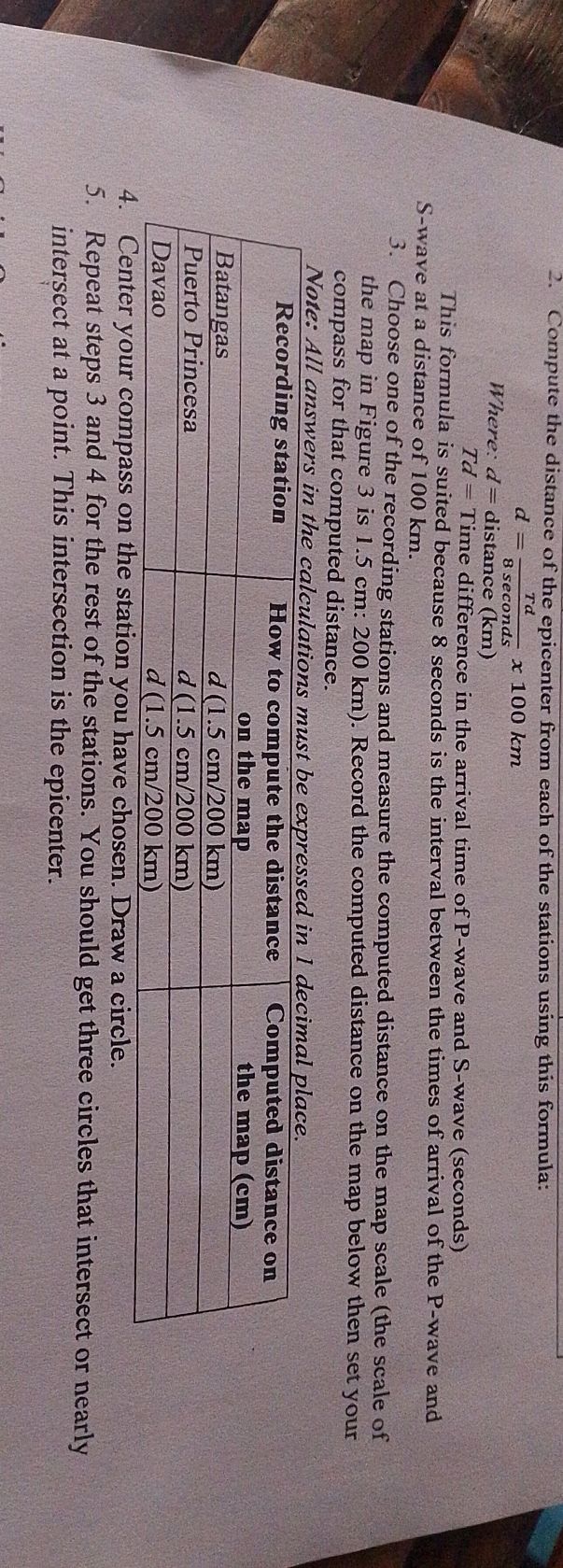 2. Compute the distance of the epicenter | StudyX