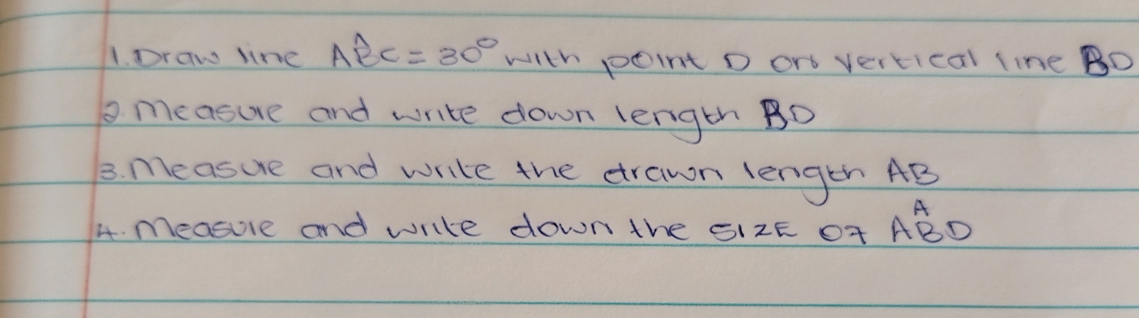 1. Draw line ABC=30° with point D on | StudyX