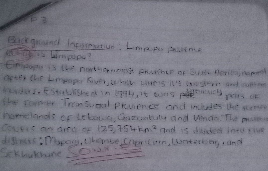 Background Information: Limpopo province | StudyX