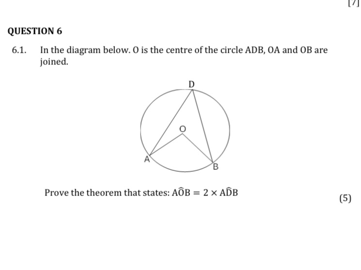 6. In the diagram below. O is the centre of | StudyX
