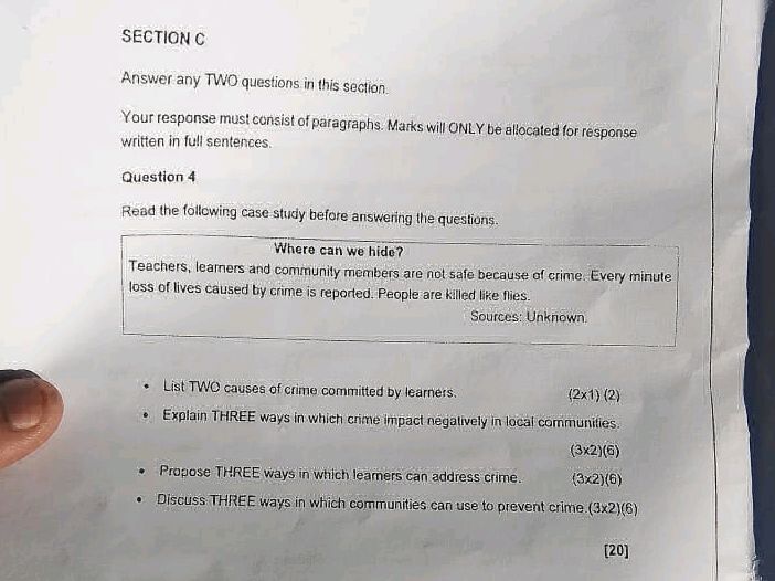 SECTION C Answer any TWO questions in this | StudyX