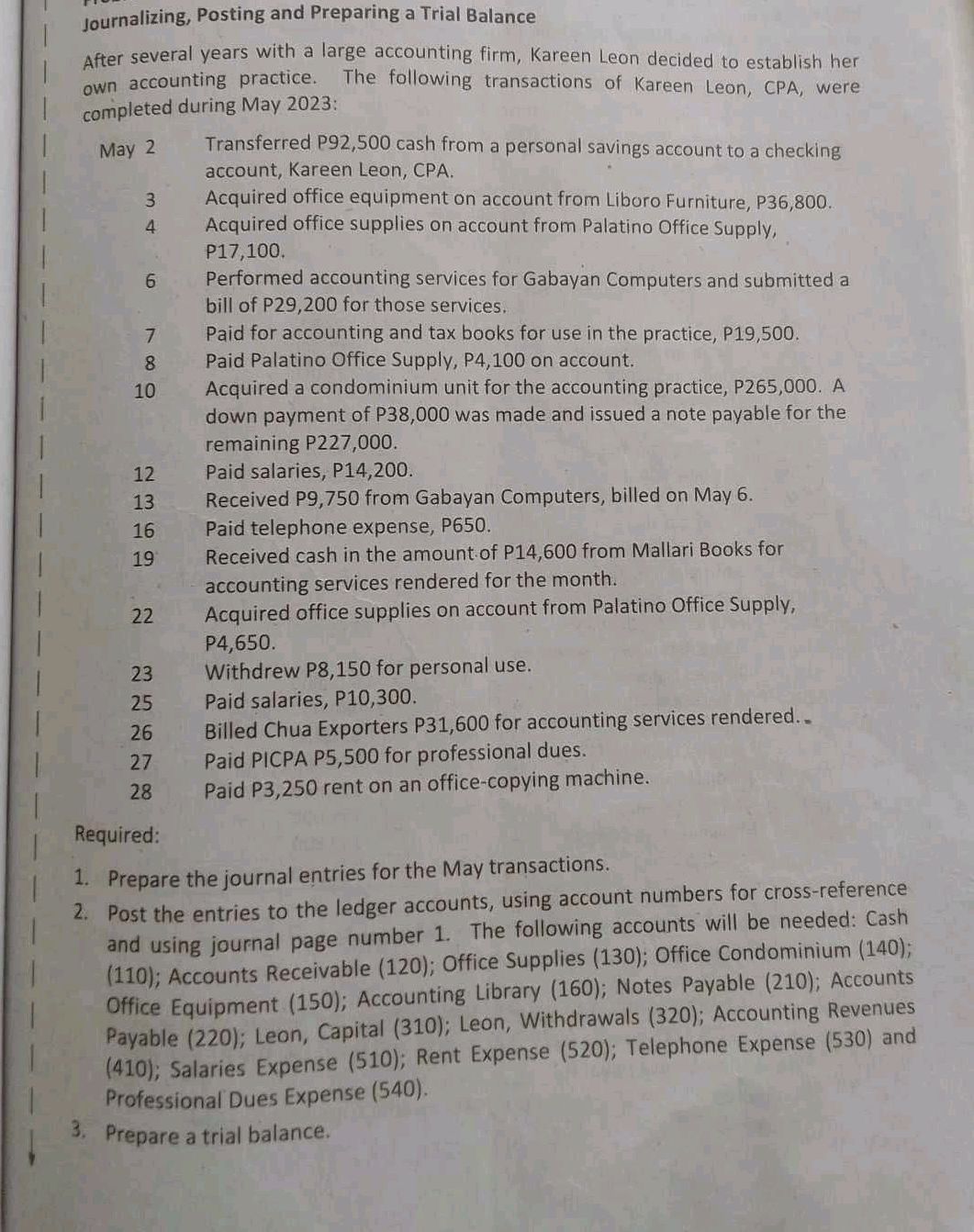 Required: 1. Prepare the journal entries | StudyX