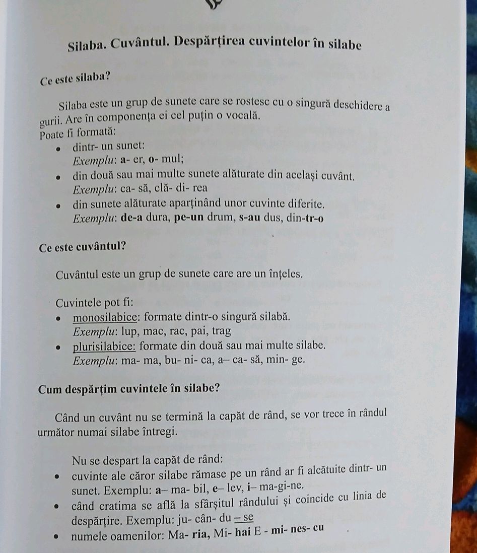 Silaba. Cuvântul. Despărțirea cuvintelor în | StudyX