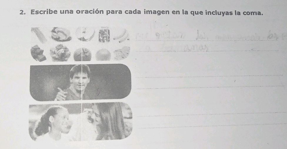 2. Escribe una oración para cada imagen en | StudyX