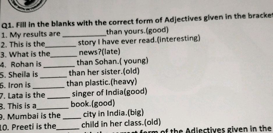 Q1. Fill in the blanks with the correct form | StudyX