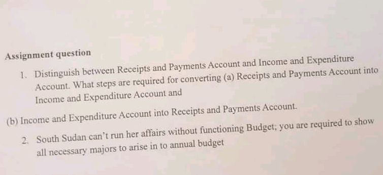 1. Distinguish between Receipts and Payments | StudyX