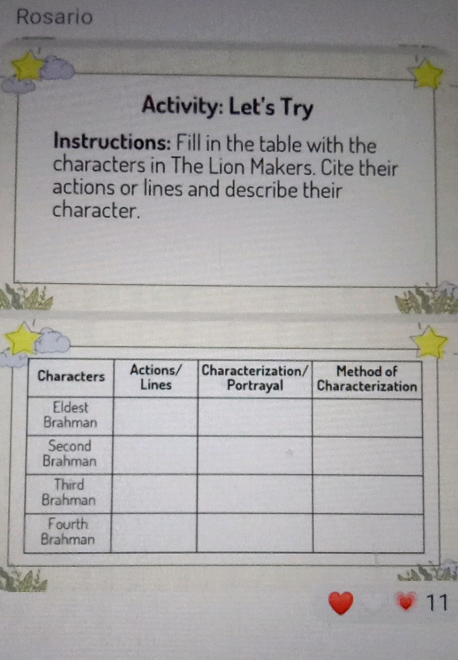 Activity: Let's Try Instructions: Fill in | StudyX