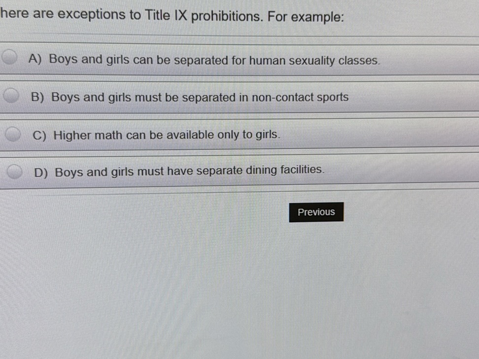 here are exceptions to Title IX | StudyX