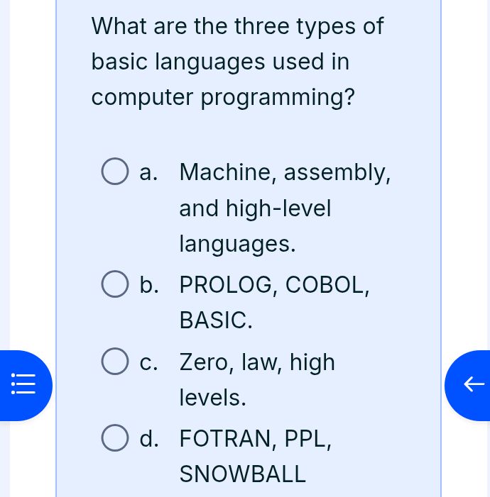 What are the three types of basic languages | StudyX