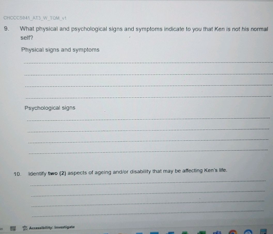 What physical and psychological signs and