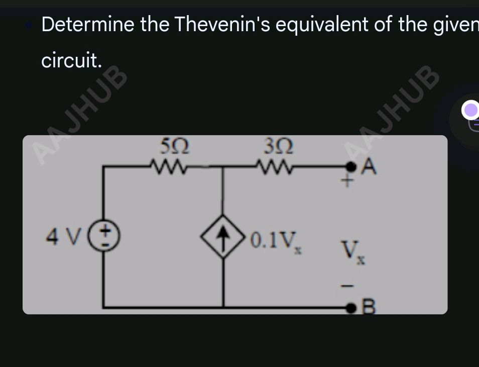Determine the Thevenin's equivalent of the | StudyX
