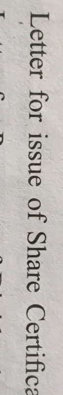 Letter for Issue of Share Certificate