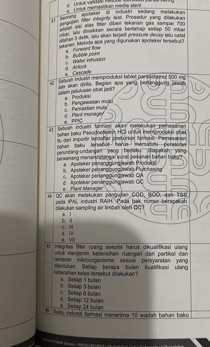 41 Seorang apoteker di industri sedang | StudyX