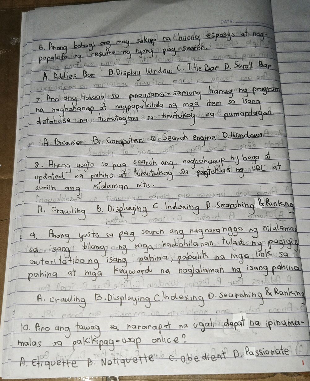 6. Anong bahagi ang may sakop na buong | StudyX