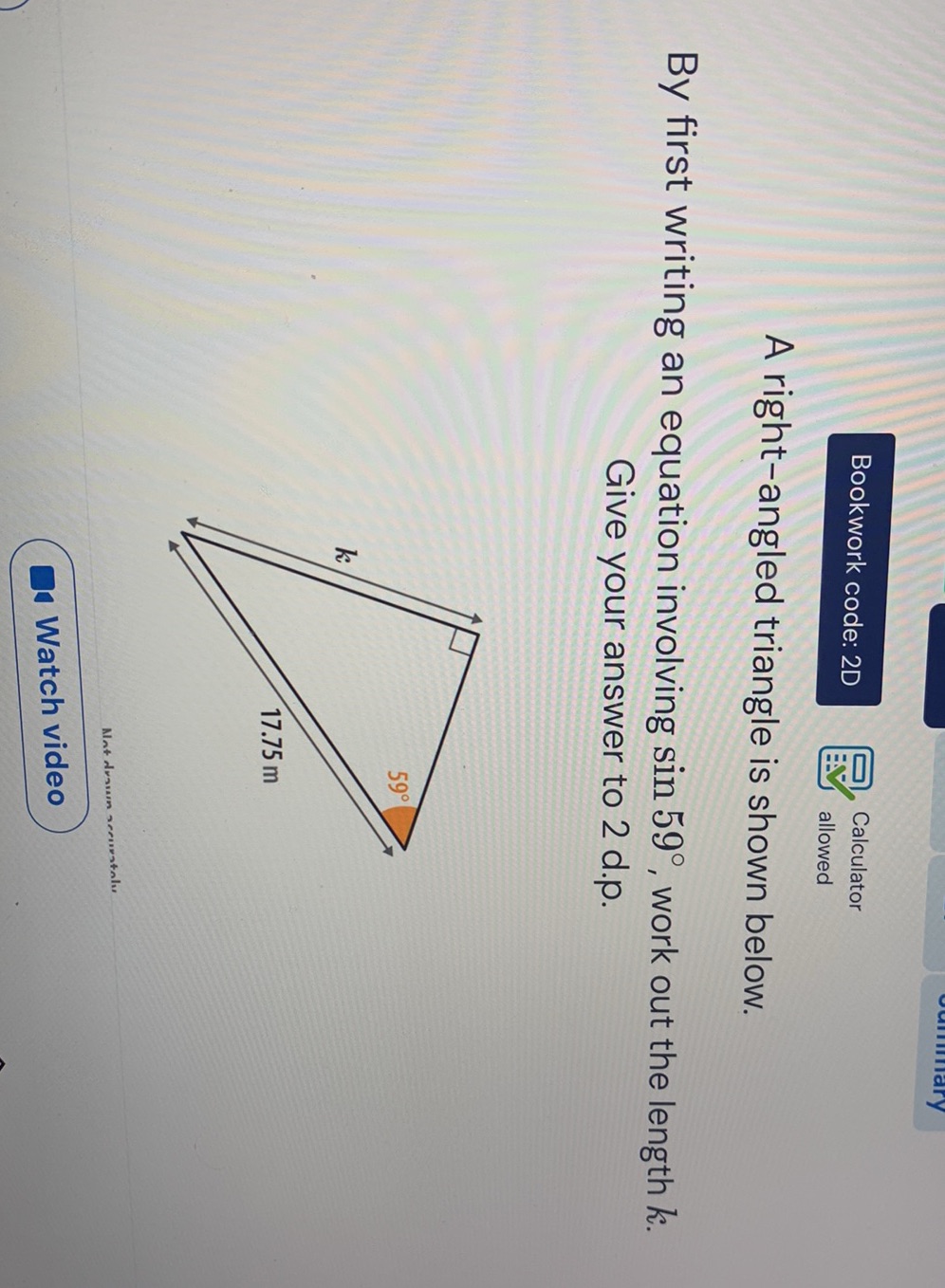 A right-angled triangle is shown below. By | StudyX