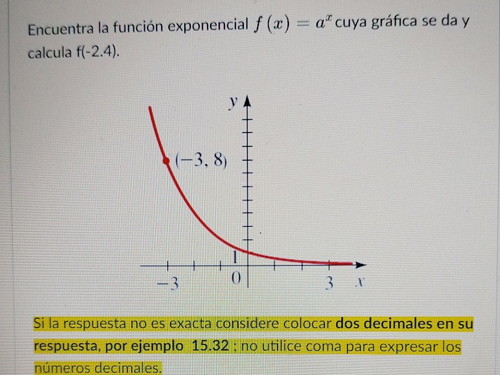 Encuentra la función exponencial $f(x) = | StudyX