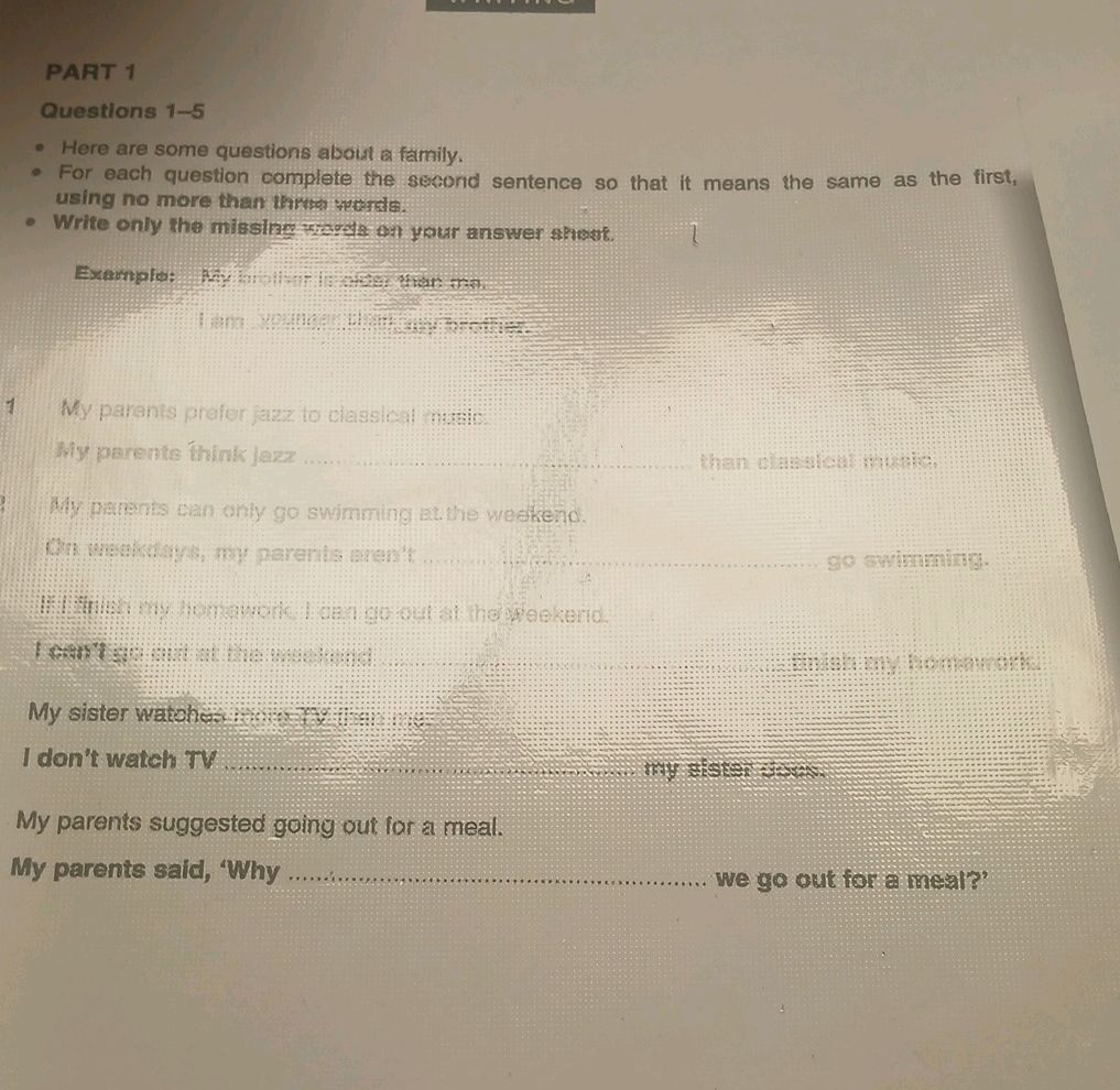 PART 1 Questions 1-5 • Here are some | StudyX