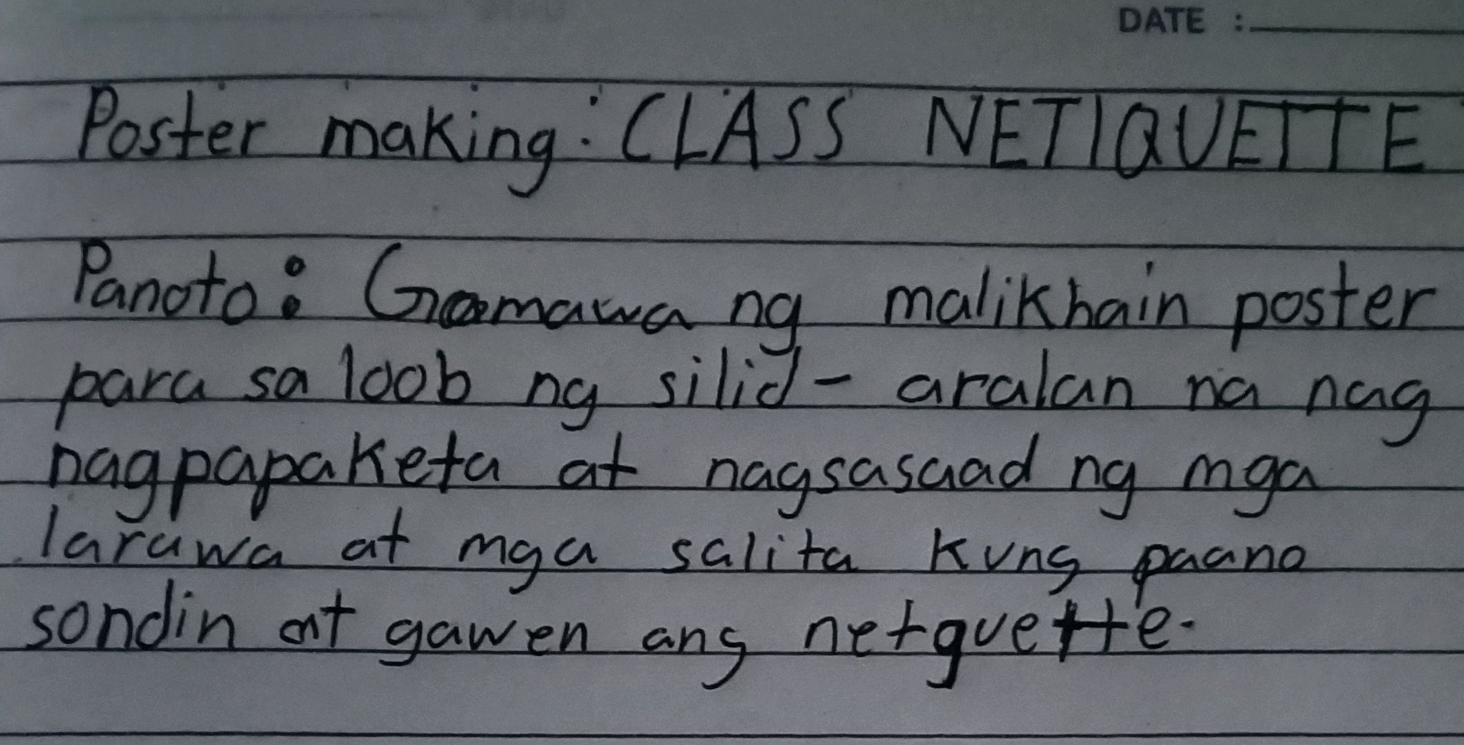 Poster making: CLASS NETIQUETTE Panoto: | StudyX