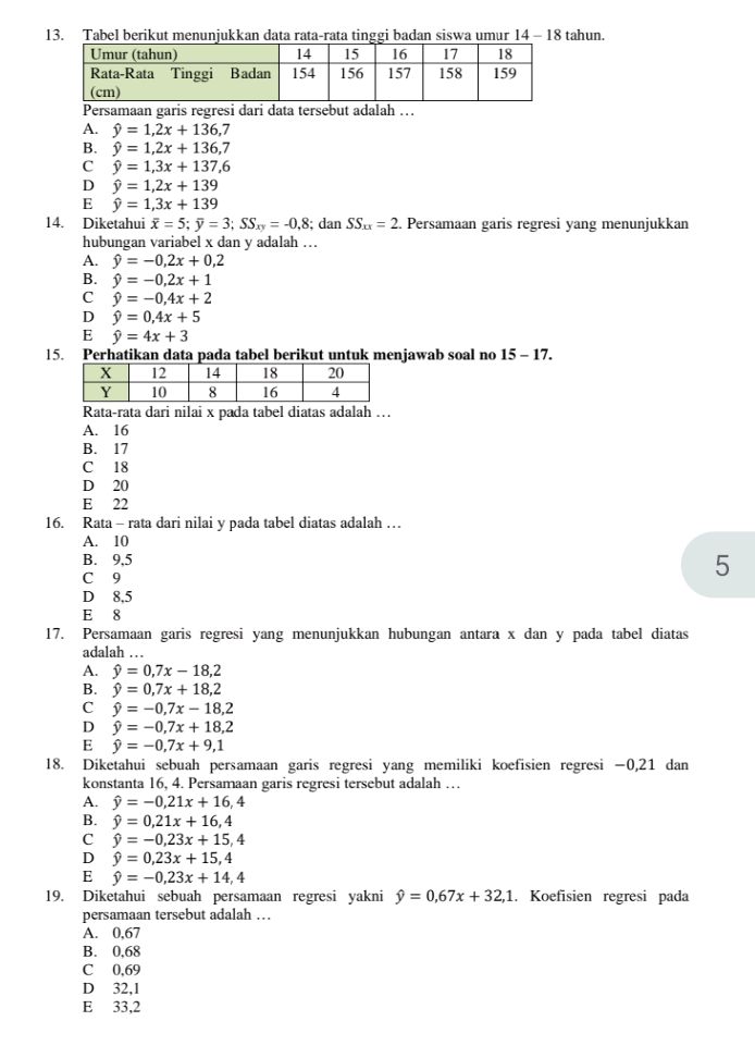 13. Tabel berikut menunjukkan data rata-rata | StudyX