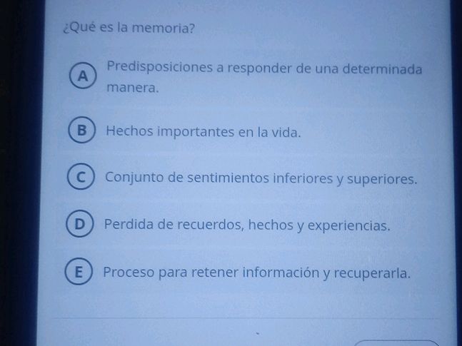 ¿Qué es la memoria? A) Predisposiciones a | StudyX