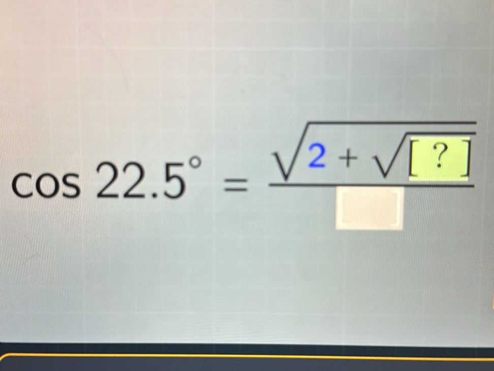 Calculate the value of cos 22.5 degrees