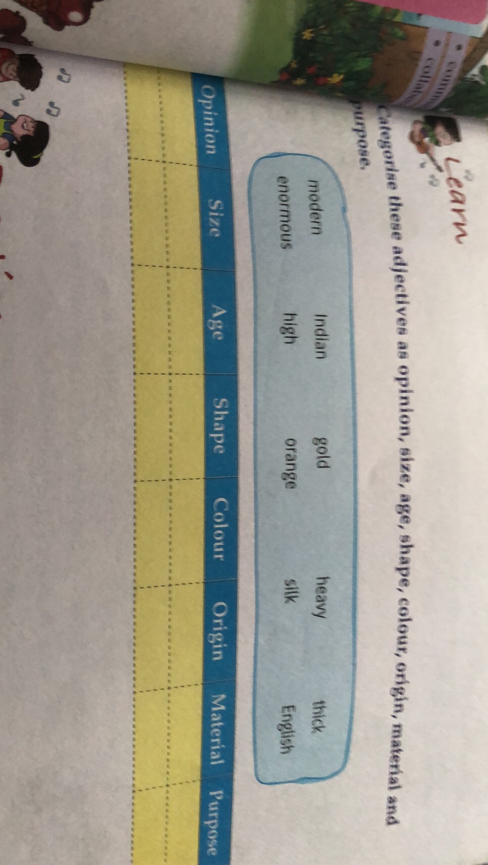 Categorise these adjectives as opinion, | StudyX