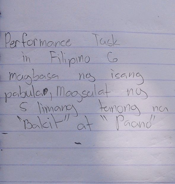 Performance Task in Filipino 6 magbasa ng | StudyX
