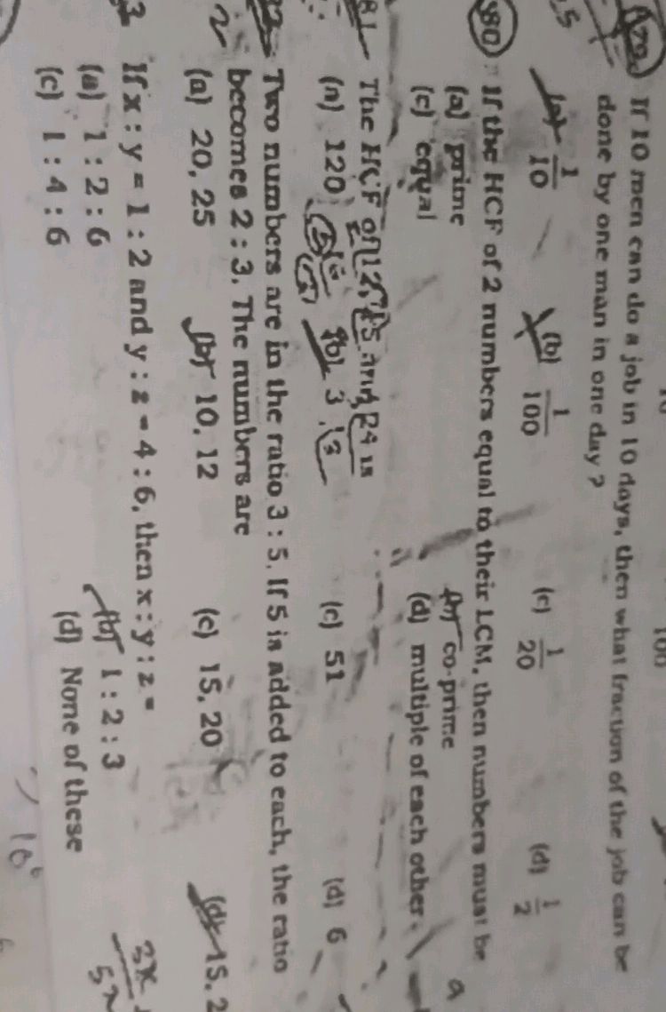 80) If the HCF of 2 numbers equal to their | StudyX