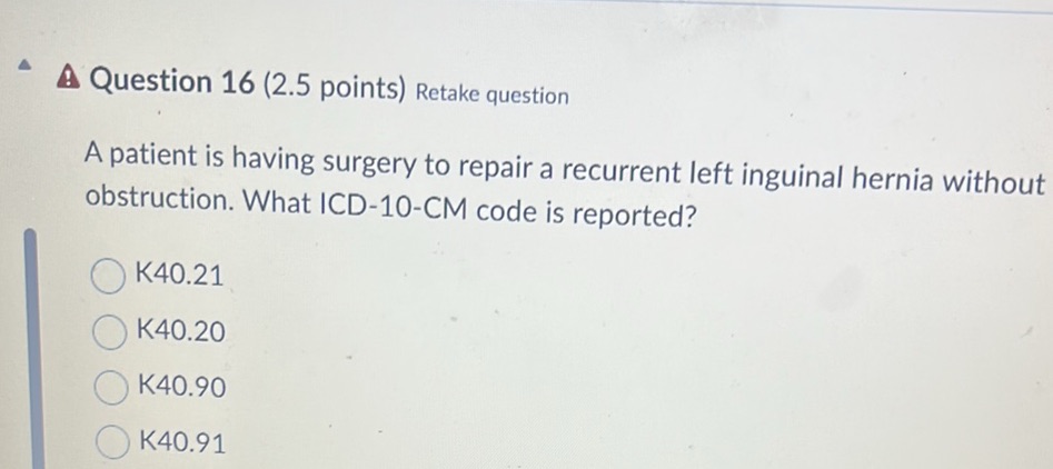 A patient is having surgery to repair a