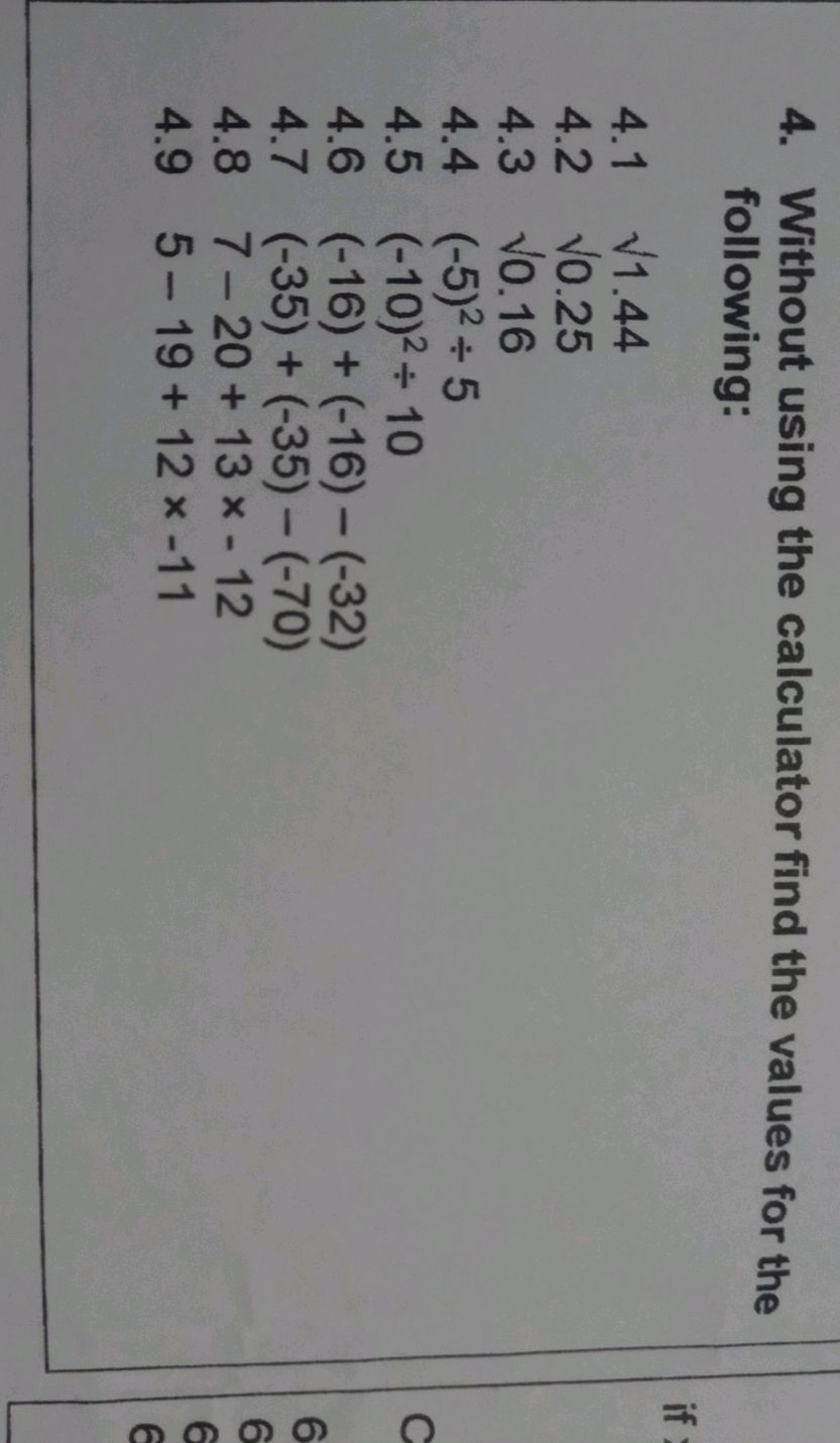 4. Without using the calculator find the | StudyX