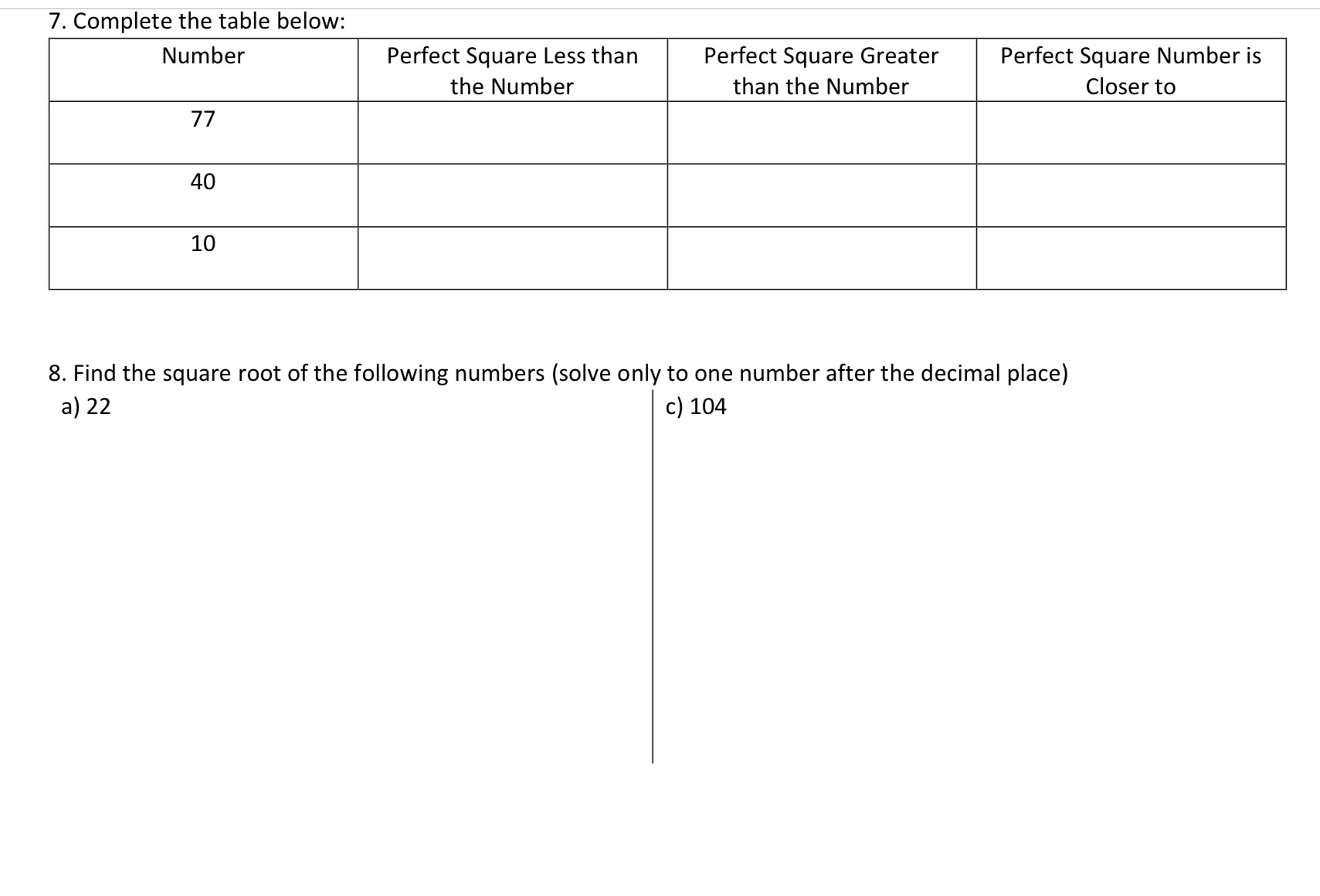 7. Complete the table below: | Number | | StudyX