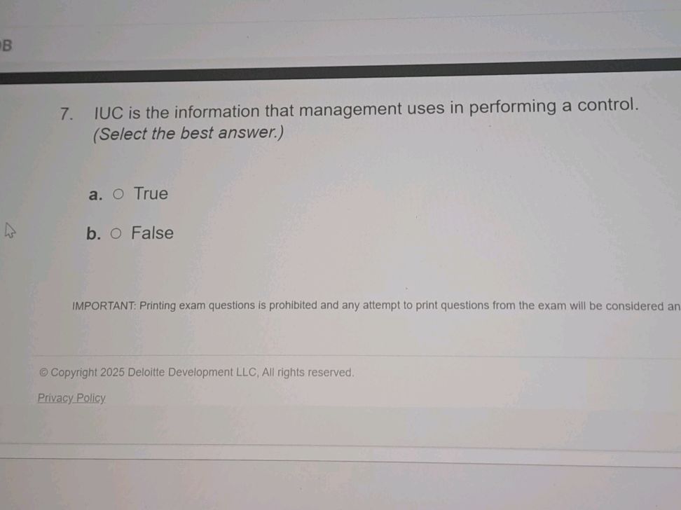 7. IUC is the information that management | StudyX