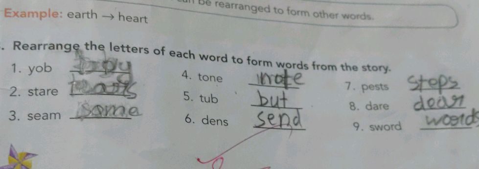 Rearrange the letters of each word to form | StudyX