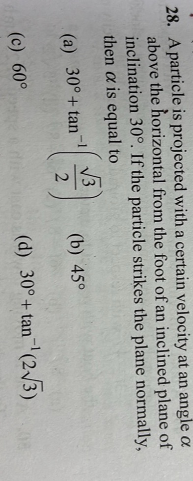 28. A particle is projected with a certain | StudyX