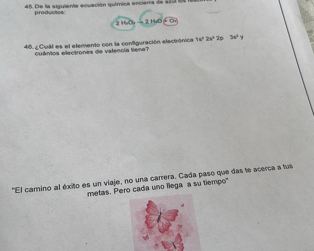 45. De la siguiente ecuación química | StudyX