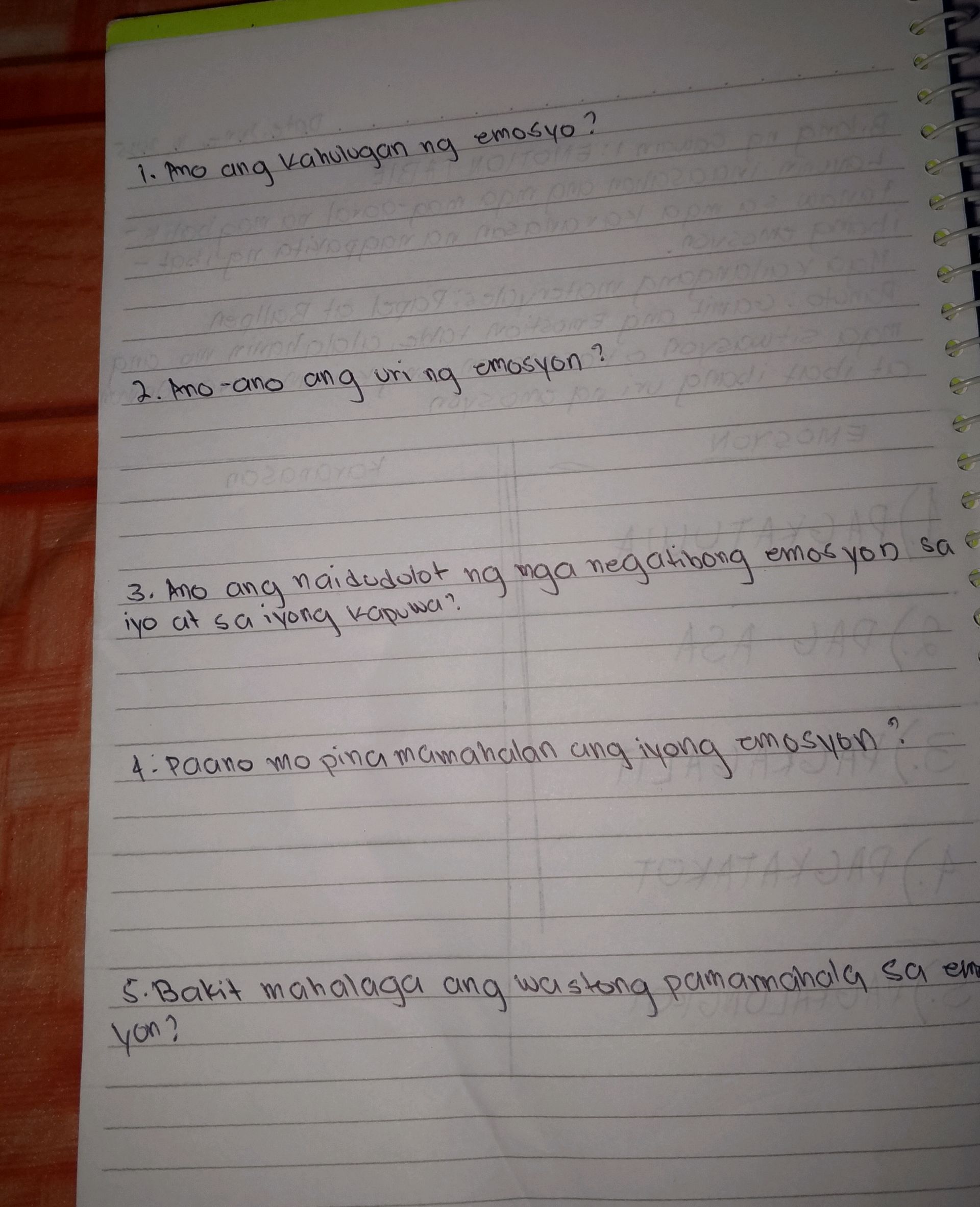 1. Ano ang kahulugan ng emosyo? 2. Ano-ano | StudyX
