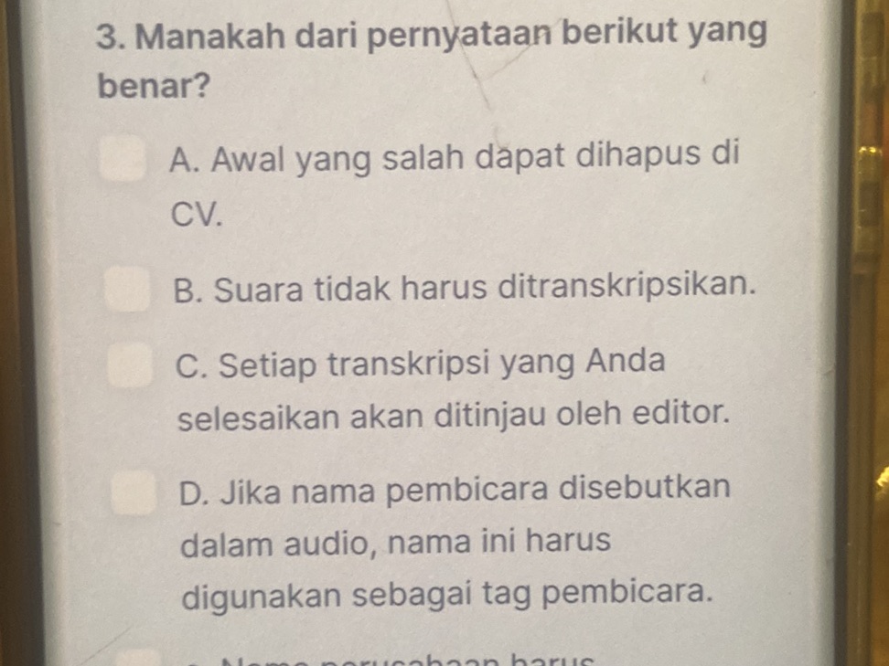 3. Manakah dari pernyataan berikut yang | StudyX