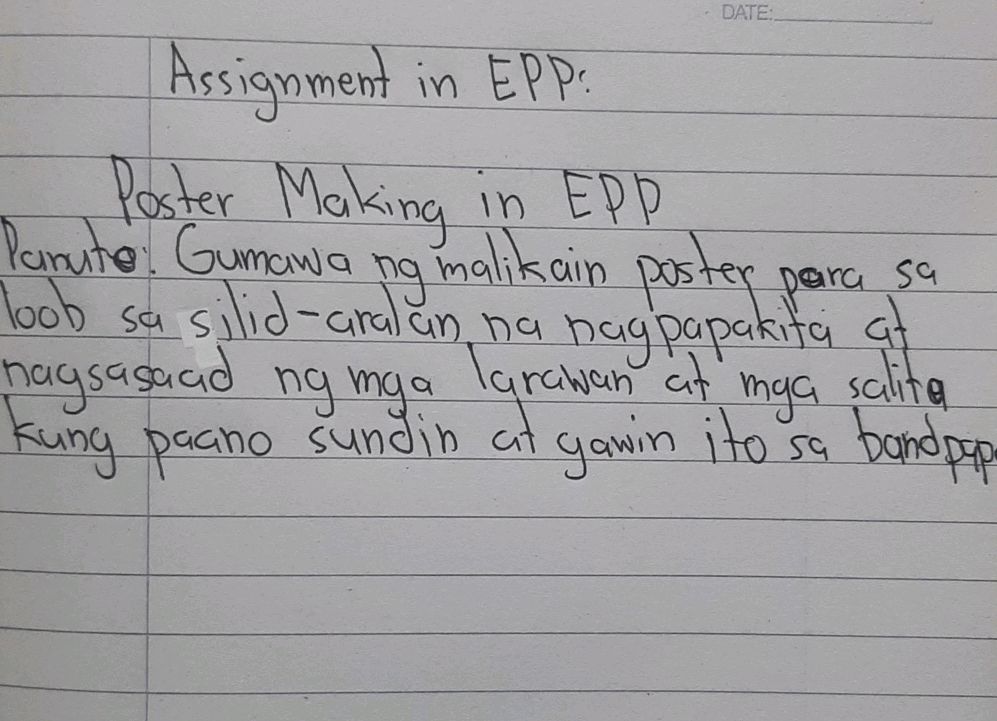 Assignment in EPP: Poster Making in EPP