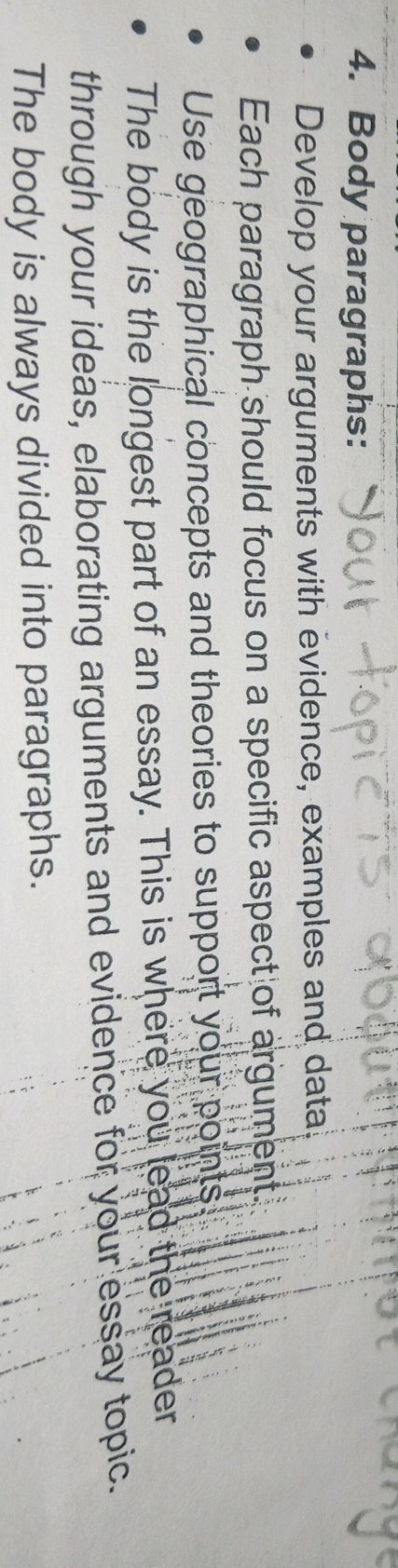 4. Body paragraphs: your topic is about | StudyX