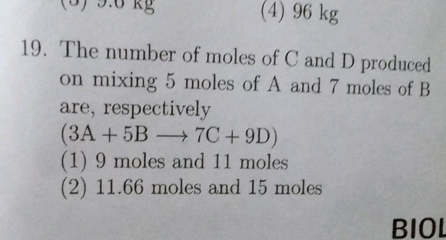 19. The number of moles of C and D produced | StudyX