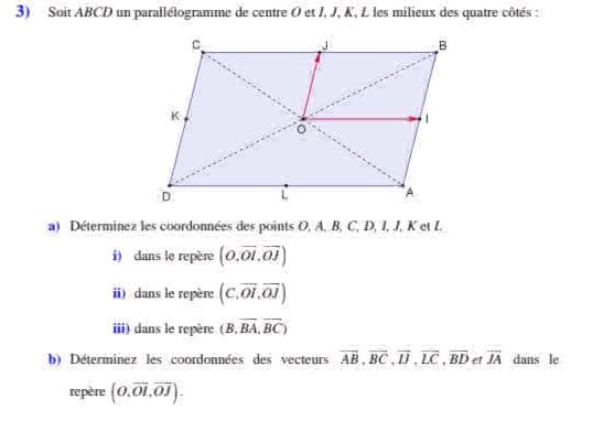 3) Soit ABCD un parallélogramme de centre O | StudyX