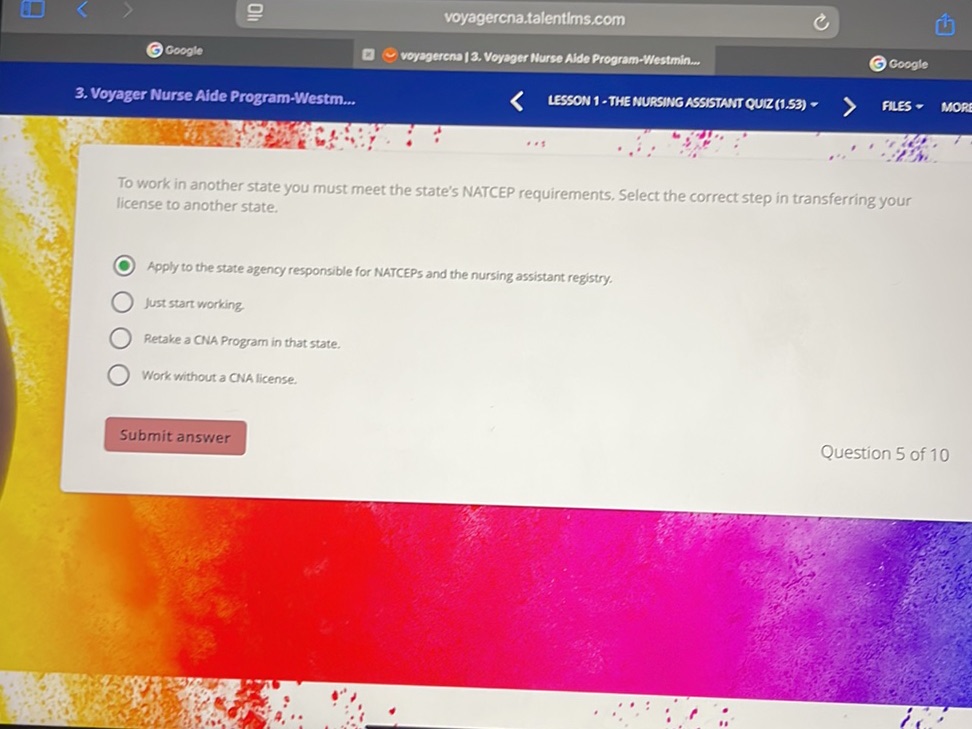 To work in another state you must meet the | StudyX