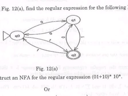 Fig. 12(a), find the regular expression for | StudyX