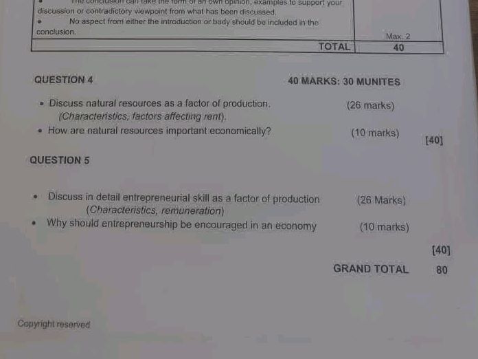 QUESTION 4 * Discuss natural resources as | StudyX
