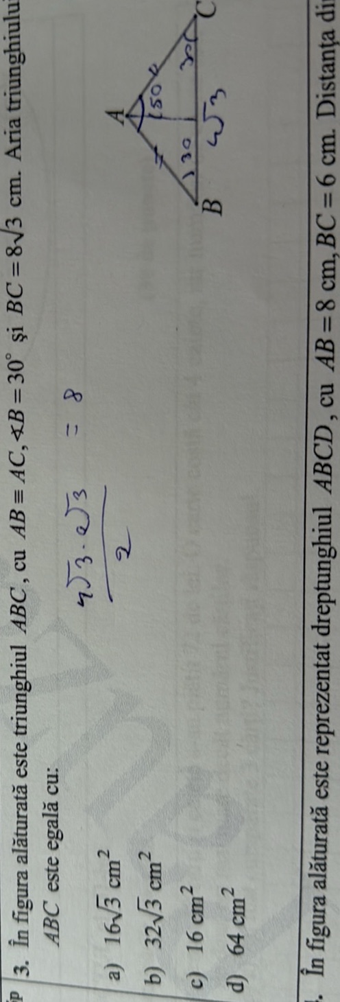 3. În figura alăturată este triunghiul ABC, | StudyX