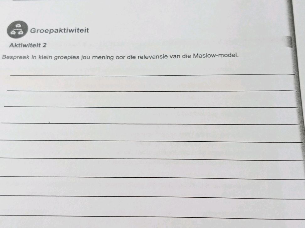 Aktiwiteit 2 Bespreek in klein groepies jou | StudyX