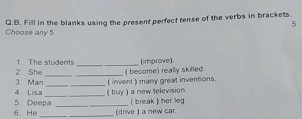 Q.B. Fill in the blanks using the present | StudyX