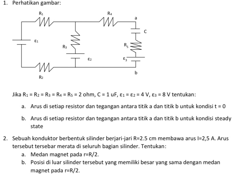 1. Perhatikan gambar: [Diagram of a circuit | StudyX
